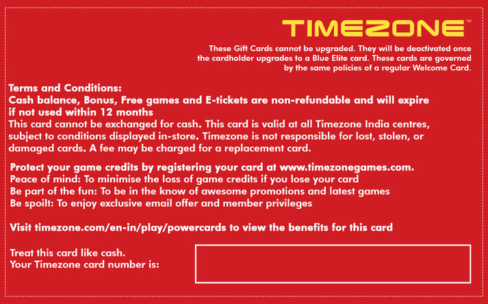 Timezone Gift Card – Timezone Entertainment India