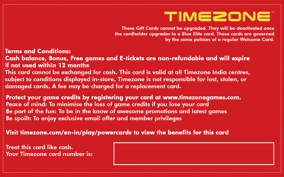 Timezone Gift Card – Timezone Entertainment India